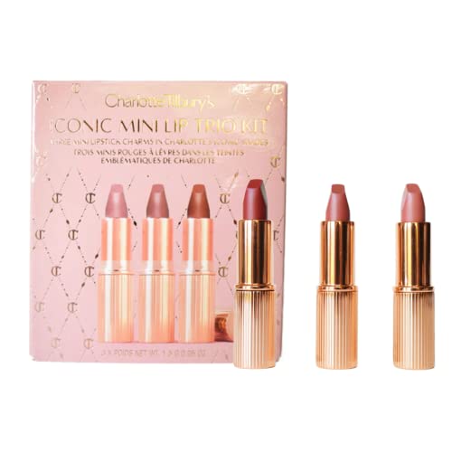 CHARLOTTE TILBURY Iconic Mini Lip Trio Kit - Pillow Talk, Walk of No Shame, Supermodel 0.03 Ounce (Pack of 3)