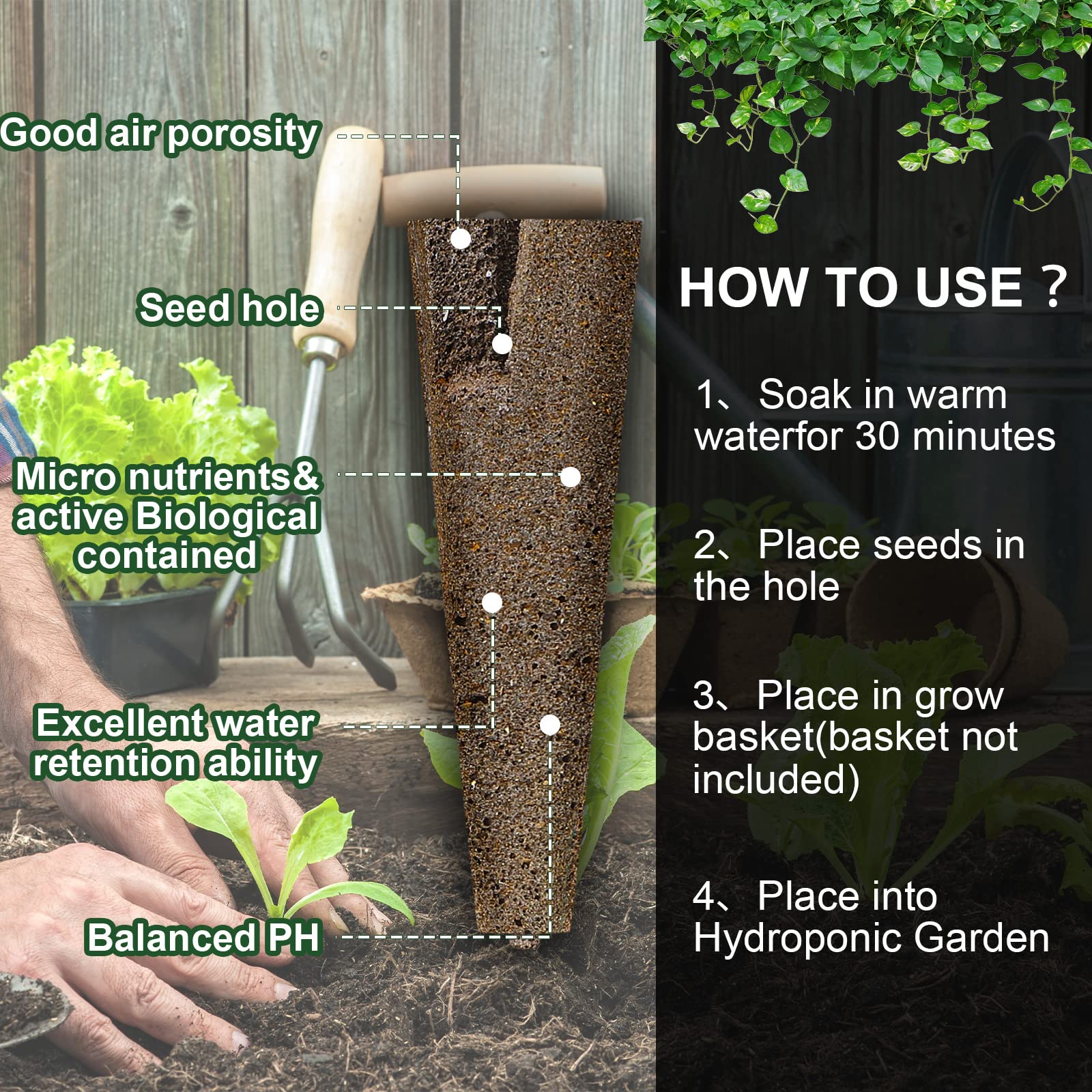 Vesici 240 Pieces Hydroponic Garden Accessories Pod Kit Including Grow Baskets Transparent Insulation Lids Plant Grow Sponges Labels for Seed Starting System