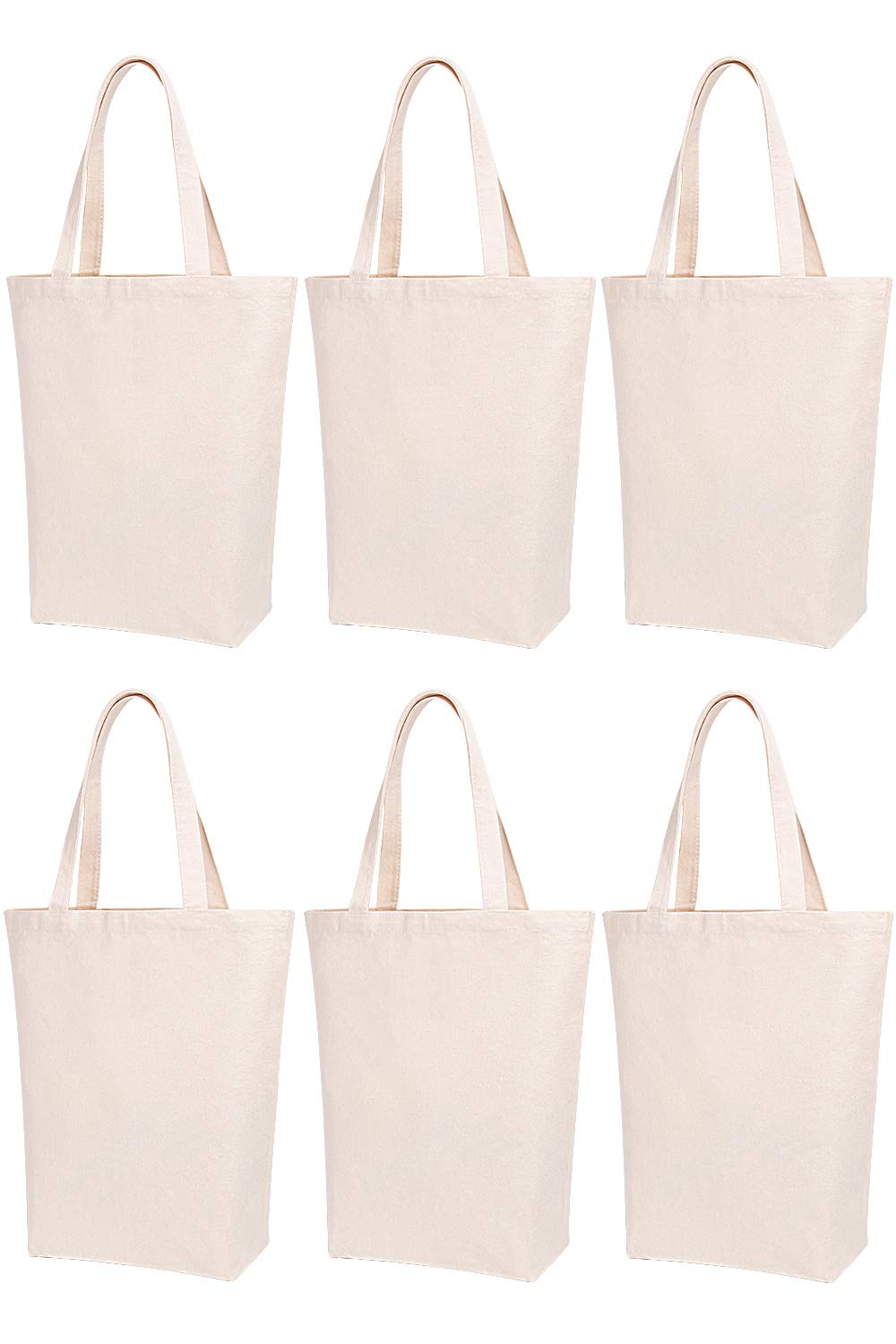 Lily queen Natural Canvas Tote Bags DIY for Crafting and Decorating Reusable Grocery Washable Bag Shopping Bag (Natural - 6 Pack)