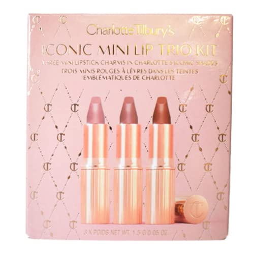 CHARLOTTE TILBURY Iconic Mini Lip Trio Kit - Pillow Talk, Walk of No Shame, Supermodel 0.03 Ounce (Pack of 3)