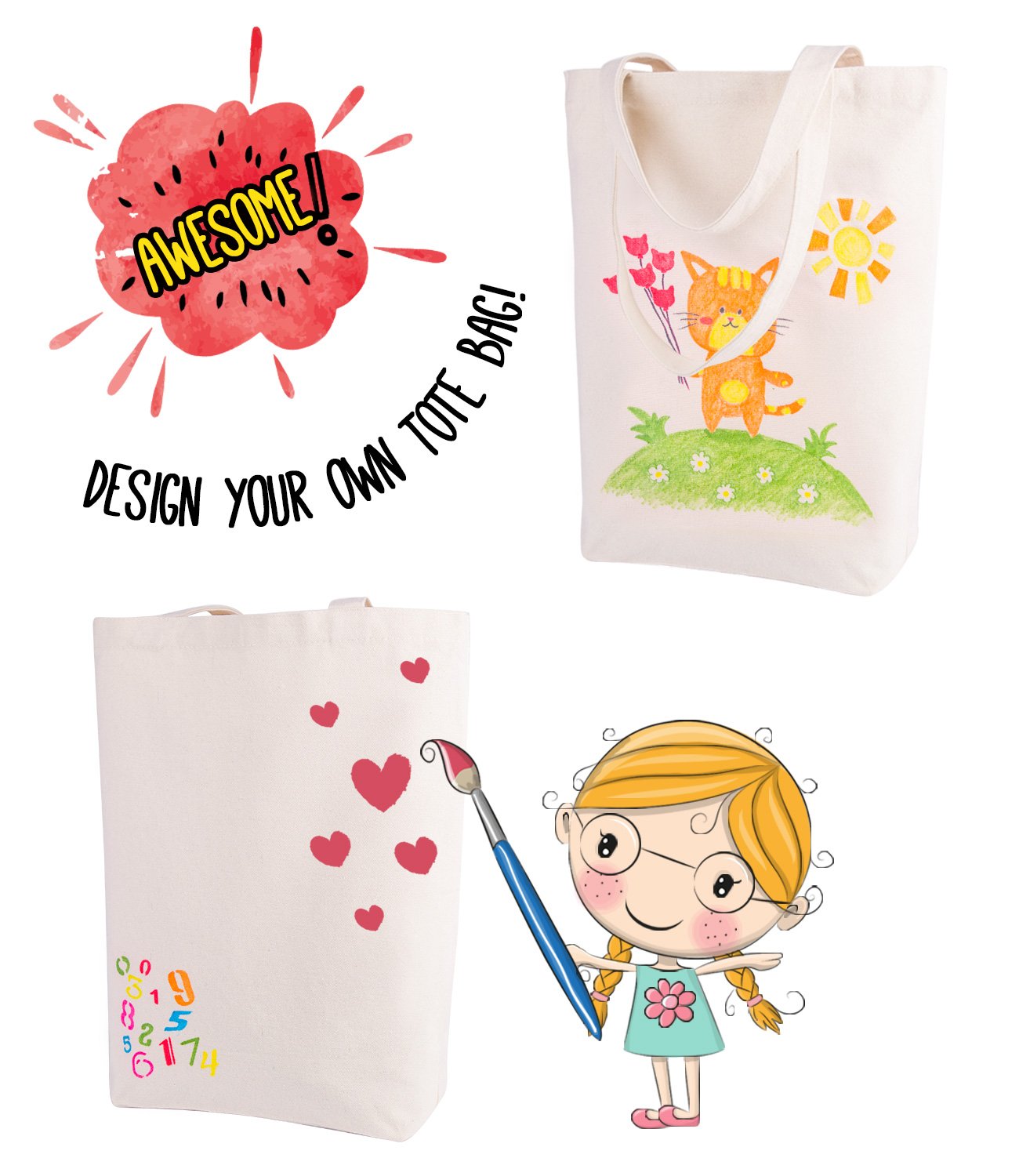 Lily queen Natural Canvas Tote Bags DIY for Crafting and Decorating Reusable Grocery Washable Bag Shopping Bag (Natural - 6 Pack)