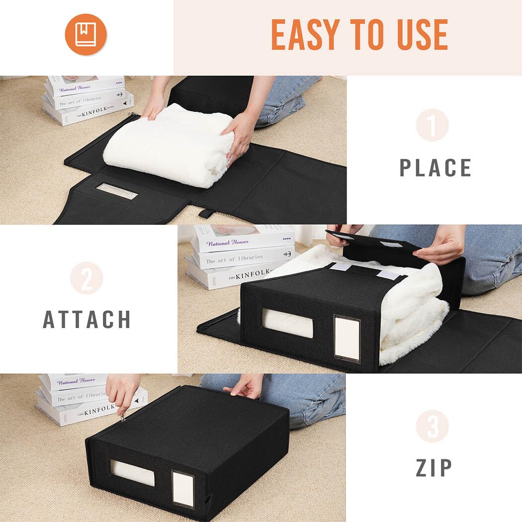 Homaisson 2-Pack Shoe Storage Organizer for Closet, Large Shoe Box Storage + 3 Pack Bed sheet organizers and storage, Foldable Sheet Set Organizers for Linen Closet (Khaki+Black)