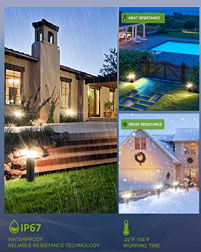 MOON-DE-AGE Low Voltage Landscape Pathway Lights, 12V LED Bollard Light IP67 Waterproof, Outdoor Driveway Walkway Wired Lights (Inclusion Connector) - Yard Garden Lawn, 2700K Warm White, 6 Pack