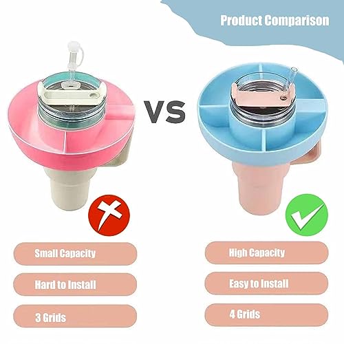 Ewixni Snack Ring for Stanley Cup,Snack Bowl for Stanley Cup 40 Oz,Stanley Snack Tray (Pink)