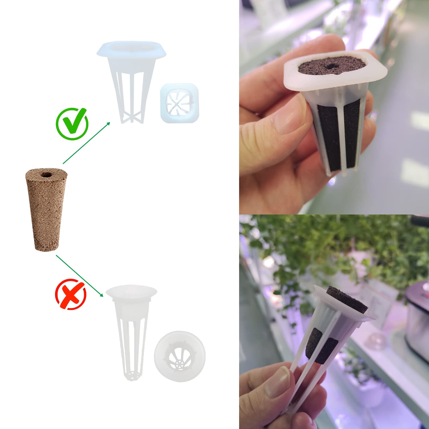 Haovegfloer 30 PCS Grow Baskets for Indoor Hydroponics Supplies,Hydroponics Garden Accessories for Partly QYO, LYKO,Idoo Hydroponic Garden System (Square)