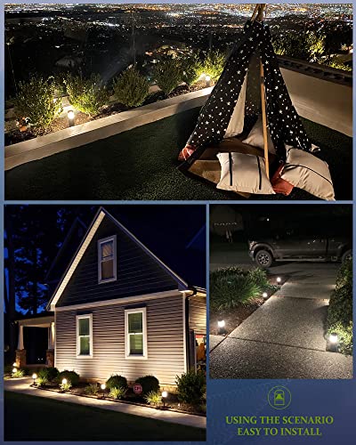 MOON-DE-AGE Low Voltage Landscape Pathway Lights, 12V LED Bollard Light IP67 Waterproof, Outdoor Driveway Walkway Wired Lights (Inclusion Connector) - Yard Garden Lawn, 2700K Warm White, 6 Pack