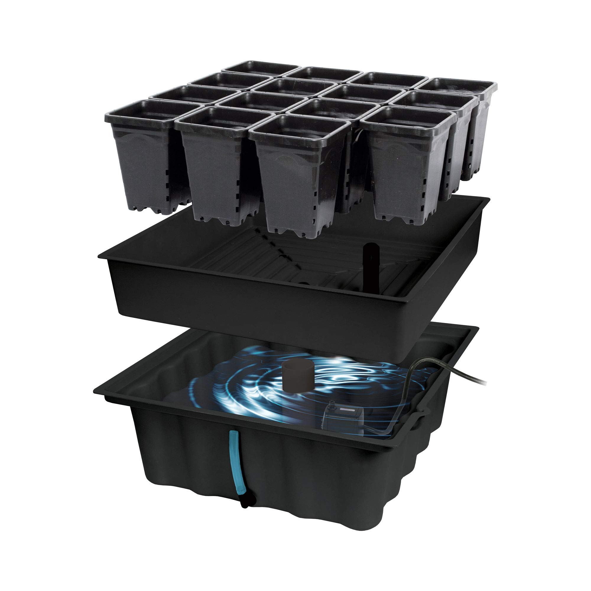 Hydrofarm MGSYS Hydroponic Megagarden Ebb & Flow System in a 22" x 22" x 10" size Container,Black