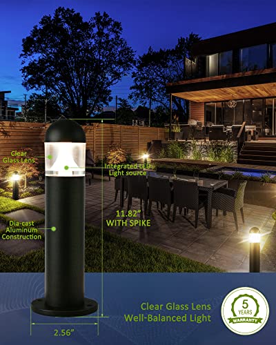MOON-DE-AGE Low Voltage Landscape Pathway Lights, 12V LED Bollard Light IP67 Waterproof, Outdoor Driveway Walkway Wired Lights (Inclusion Connector) - Yard Garden Lawn, 2700K Warm White, 6 Pack