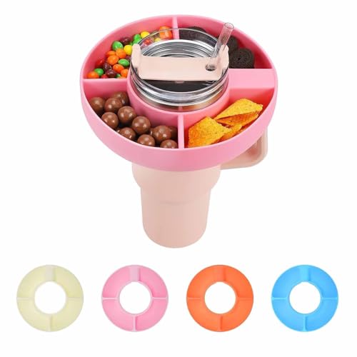 Ewixni Snack Ring for Stanley Cup,Snack Bowl for Stanley Cup 40 Oz,Stanley Snack Tray (Pink)
