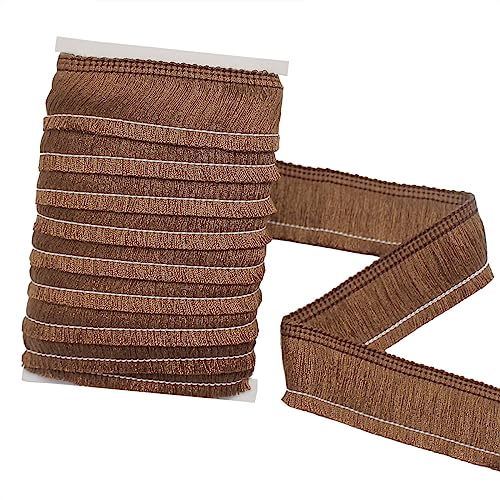 25mm Wide Cotton Fringe Tassel Trim 5 Yards (Coffee)