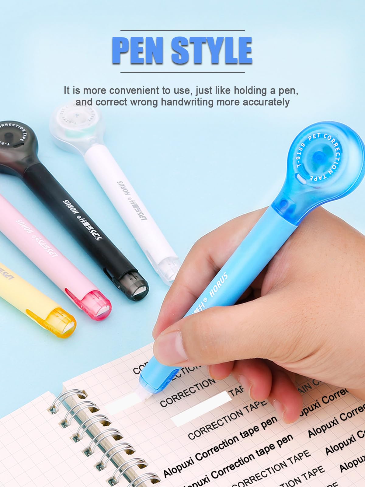 MAYRAIN 5pcs Correction Tape Pen, White, 1/5" x 236", Push-pull Protectiv