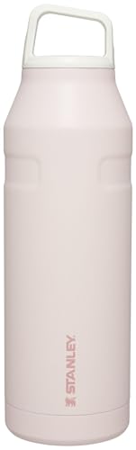 Stanley IceFlow Cap and Carry Water Bottle 50 oz | Wide Mouth Twist Lid | Lightweight and Leakproof for Travel and Sports | Insulated Stainless Steel | BPA-Free | Rose Quartz Glimmer