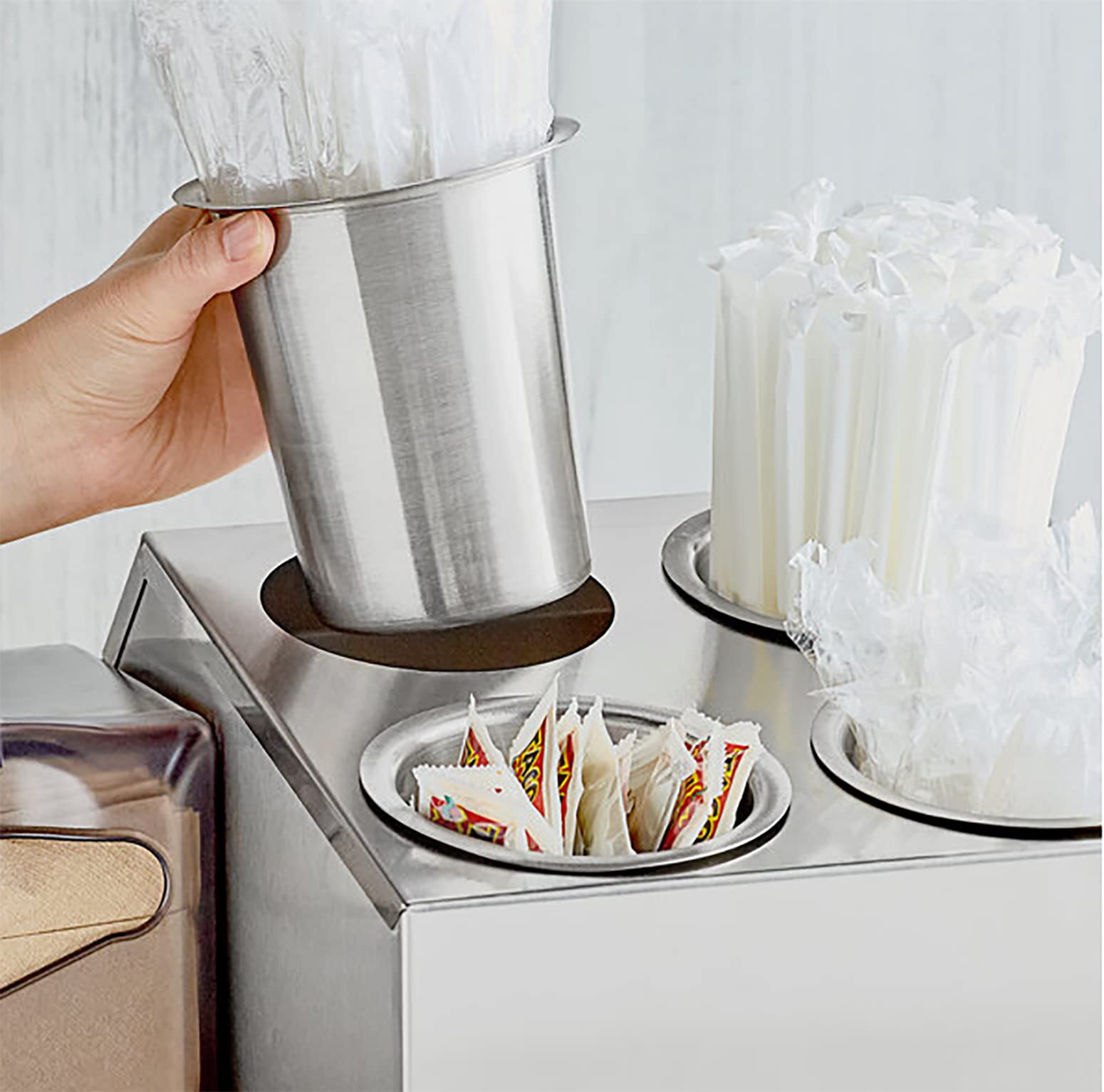 METAL MAGERY - Stainless Steel Utensil Holder - Silverware Canister, Cutlery Cylinder Container (3 Pack - Stainless Steel)