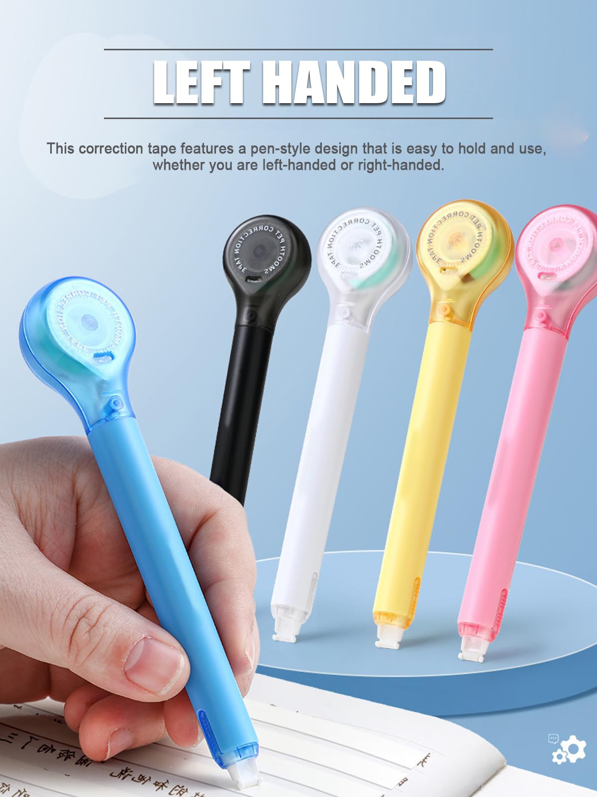 MAYRAIN 5pcs Correction Tape Pen, White, 1/5" x 236", Push-pull Protectiv