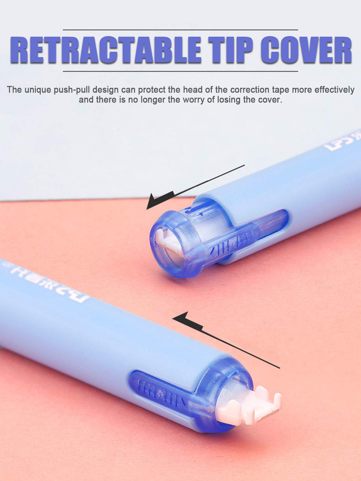 MAYRAIN 5pcs Correction Tape Pen, White, 1/5" x 236", Push-pull Protectiv