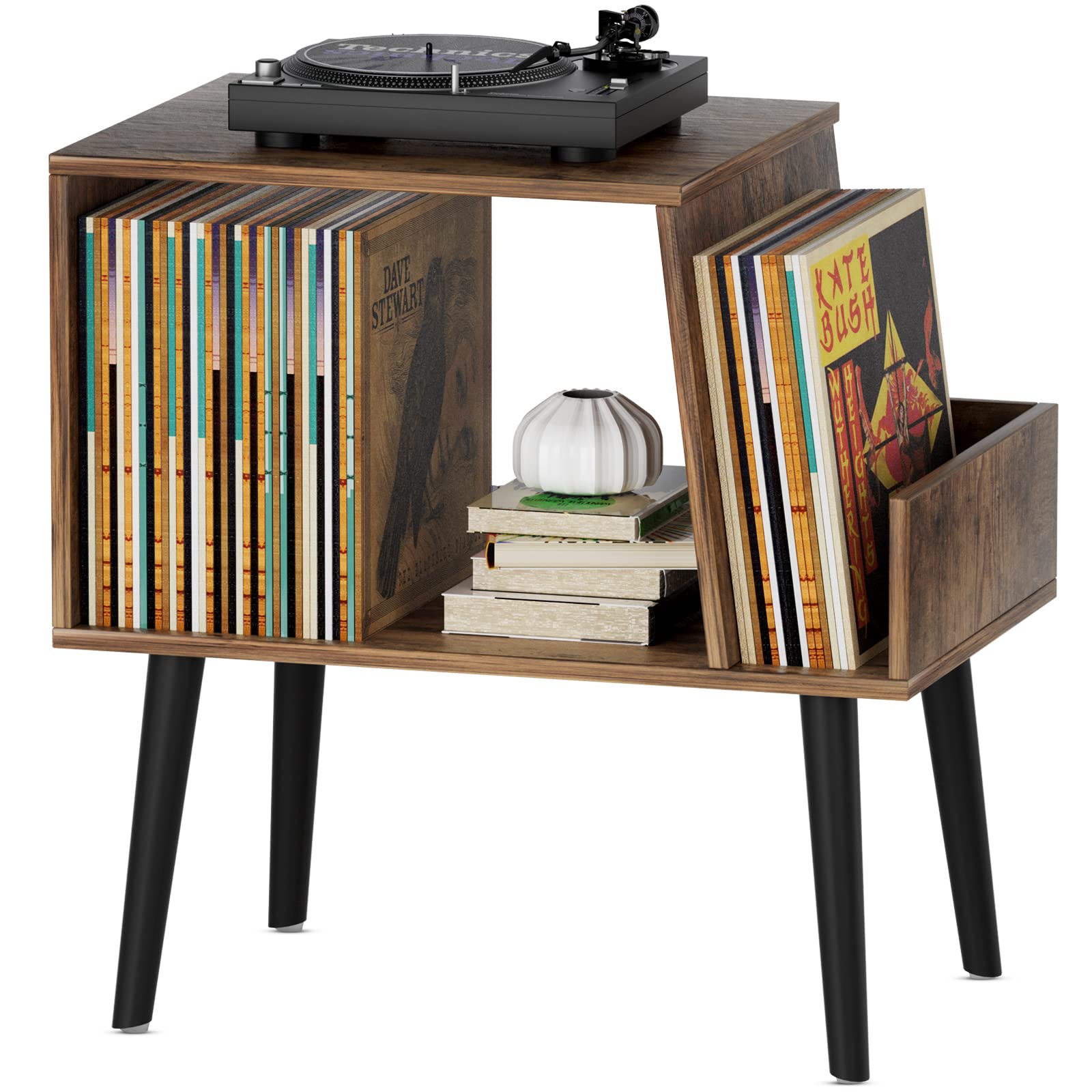 Huakan Record Player Stand, Record Player Table Turntable Stand, Vinyl Record Storage Multifunctional Bookcase for Albums LP