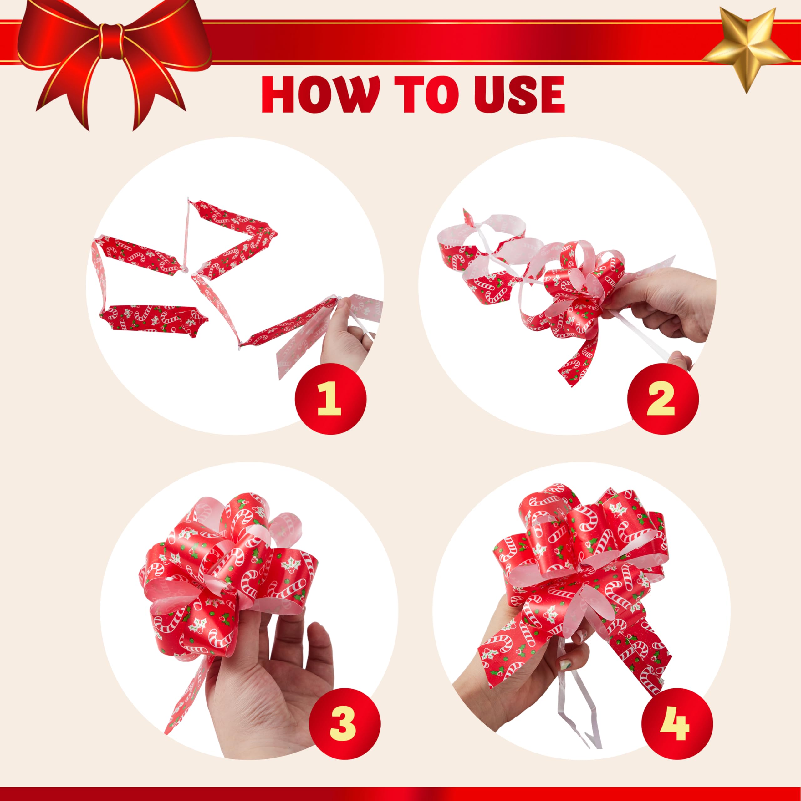 JOYIN 24 Pieces Wrap Ribbon Pull Bows (5" Wide); Easy and Fast Gift Wrapping Accessory, Bows, Baskets, Wine Bottles Decoration, Gift Wrapping and Decoration Present.
