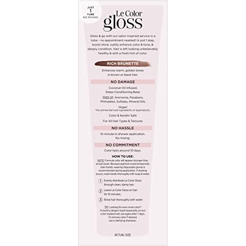 L'Oreal Paris Le Color One Step Toning Hair Gloss, Rich Brunette, 4 Ounce