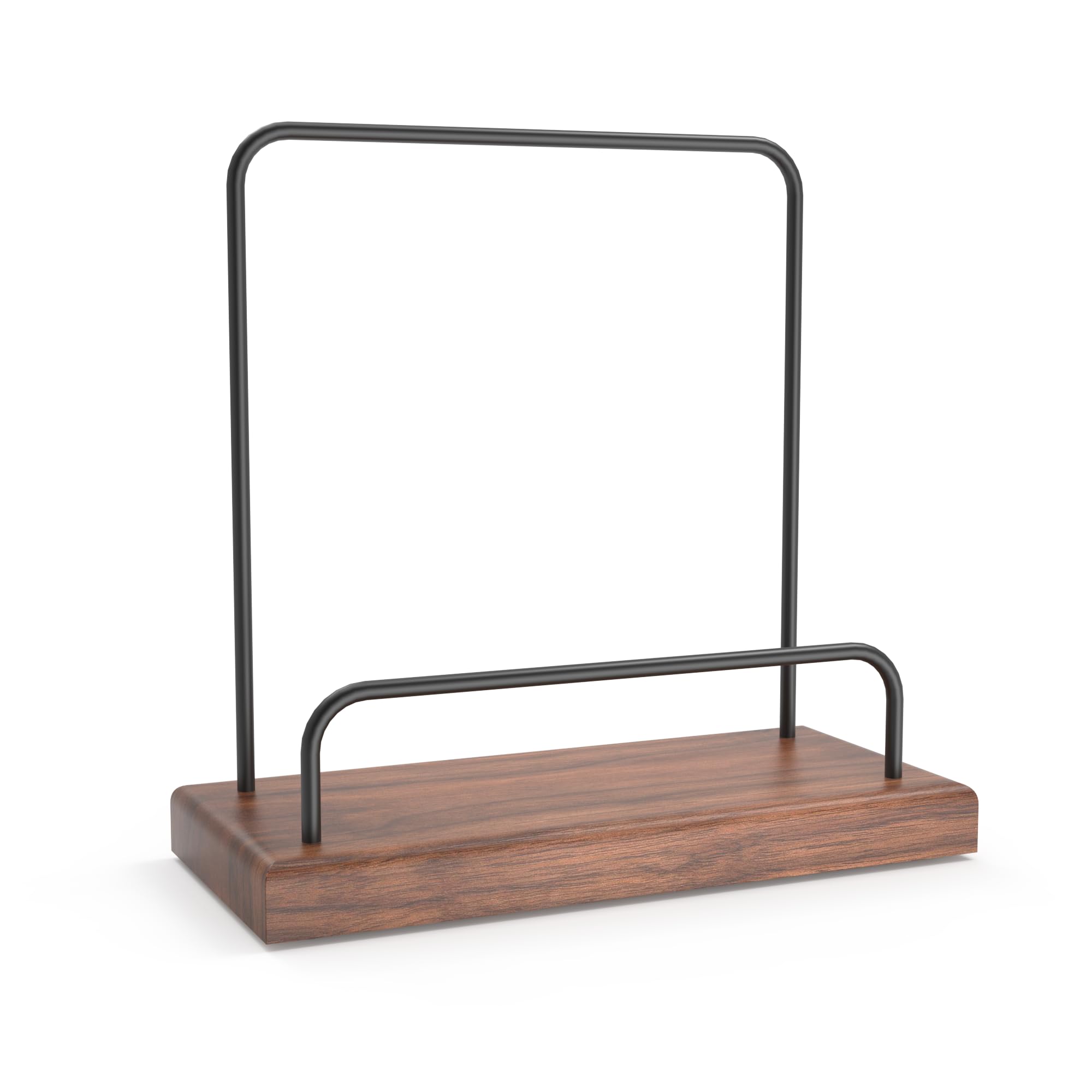 Aomomery Now Playing Vinyl Record Holder, Solid Wood Stand, Tabletop Display for Albums, CDs, iPads, Singles and LPs (Walnut)