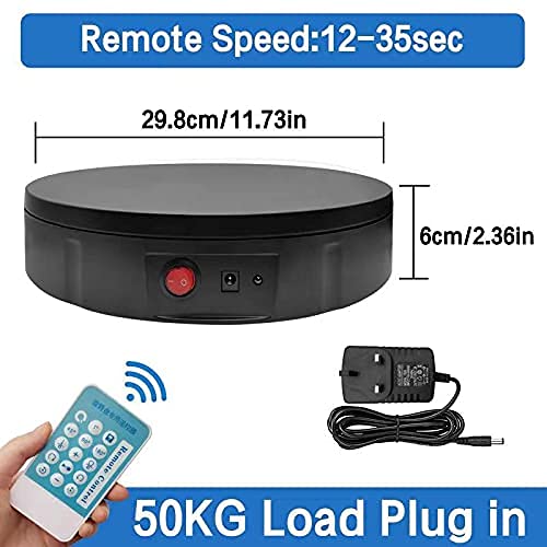 ZLMONDEE 220LB Motorized Rotating Display Stand Remote Control, 360 Degree Electric Rotating Turntable for Photography Products Display or Cake Display, Jewelry, 3D Models (Black)