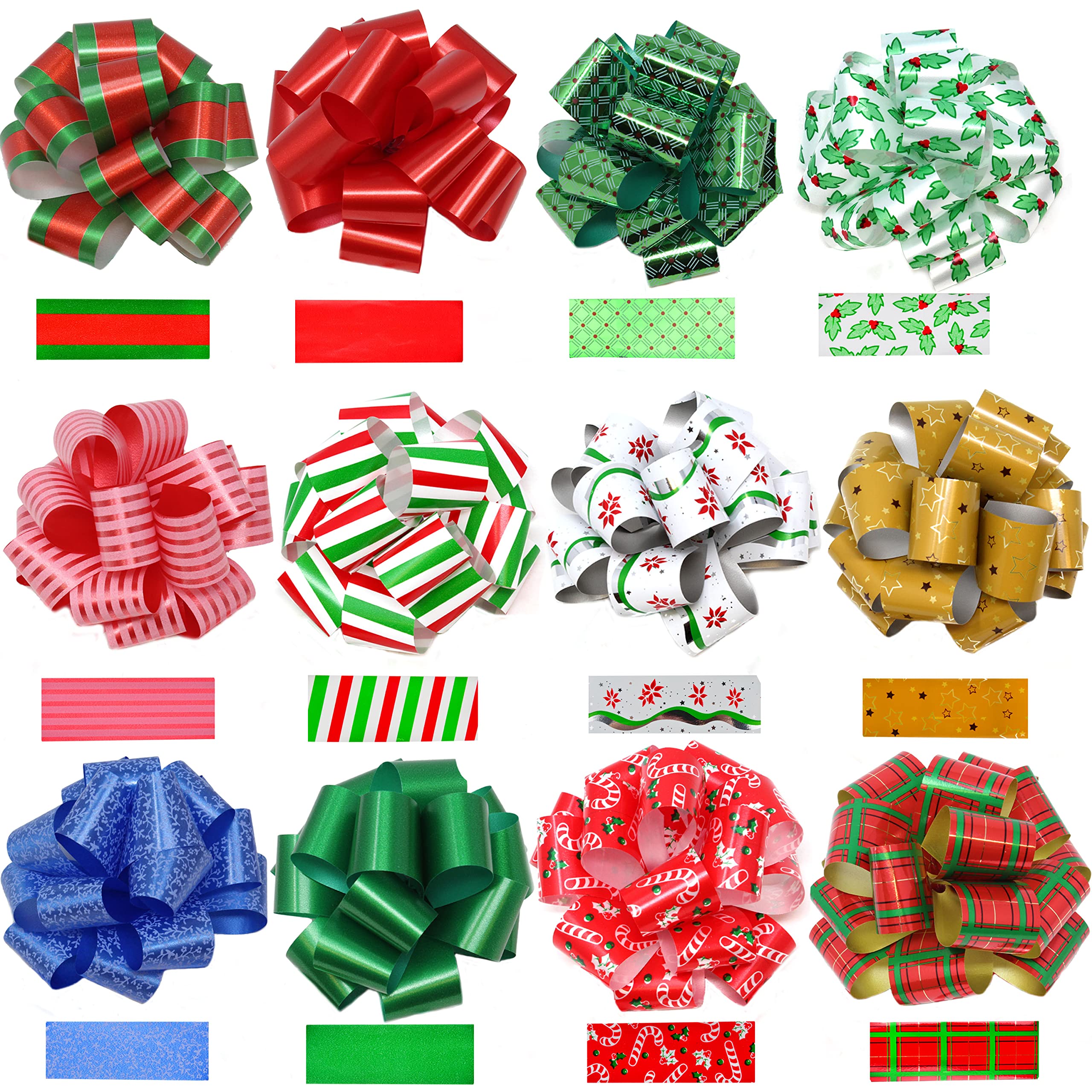 JOYIN 24 Pieces Wrap Ribbon Pull Bows (5" Wide); Easy and Fast Gift Wrapping Accessory, Bows, Baskets, Wine Bottles Decoration, Gift Wrapping and Decoration Present.
