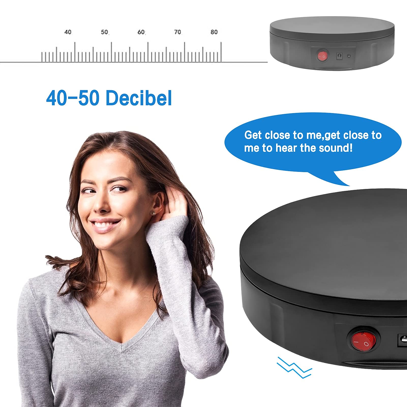 ZLMONDEE 220LB Motorized Rotating Display Stand Remote Control, 360 Degree Electric Rotating Turntable for Photography Products Display or Cake Display, Jewelry, 3D Models (Black)