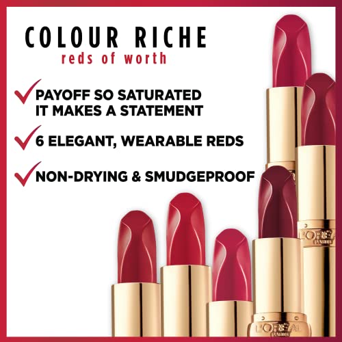 L'Oreal Paris Colour Riche Lipstick with Argan Oil and Vitamin E, Reds of Worth, Hopeful Red