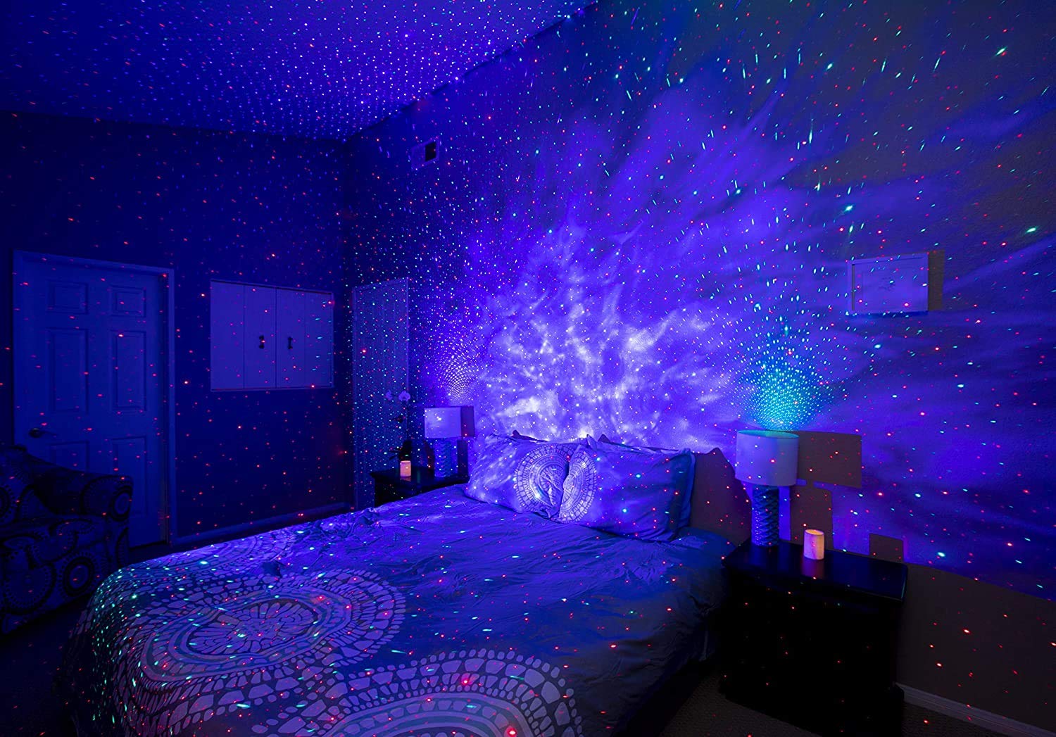BlissLights Sky Lite - LED Laser Star Projector, Galaxy Lighting, Nebula Lamp for Gaming Room, Home Theater, Bedroom Night Light, or Mood Ambiance (Green Stars)