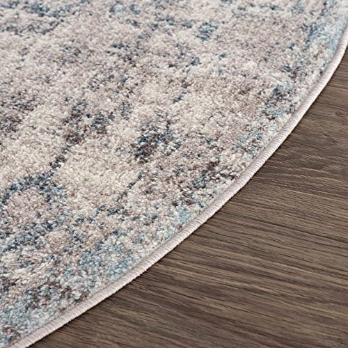Orrick Moroccan Farmhouse Laundry Room, Hallway, Entryway, Bedroom, Kitchen Floor Runner Rug - Long Rug Carpet - Modern Bohemian Motif - Grey, Light Blue, White, Ivory, Beige, Navy Blue 2'7" x 10"
