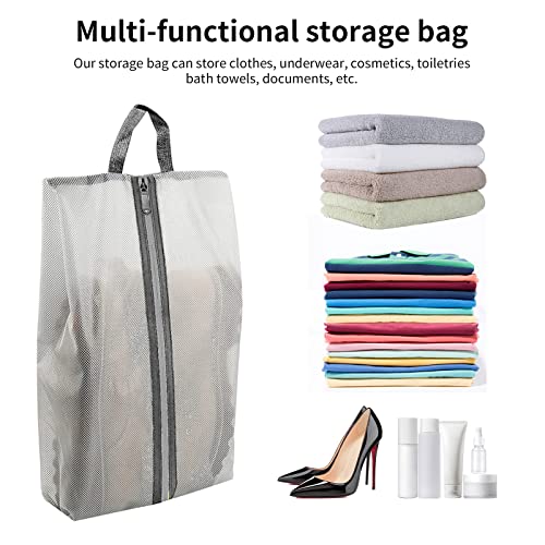 Creechwa Shoe Bags for Travel, Waterproof Shoe Storage Packing Organizer with Zipper and Handle, Translucent Shoe Pouch for Women and Men (Grey 3 PCS)