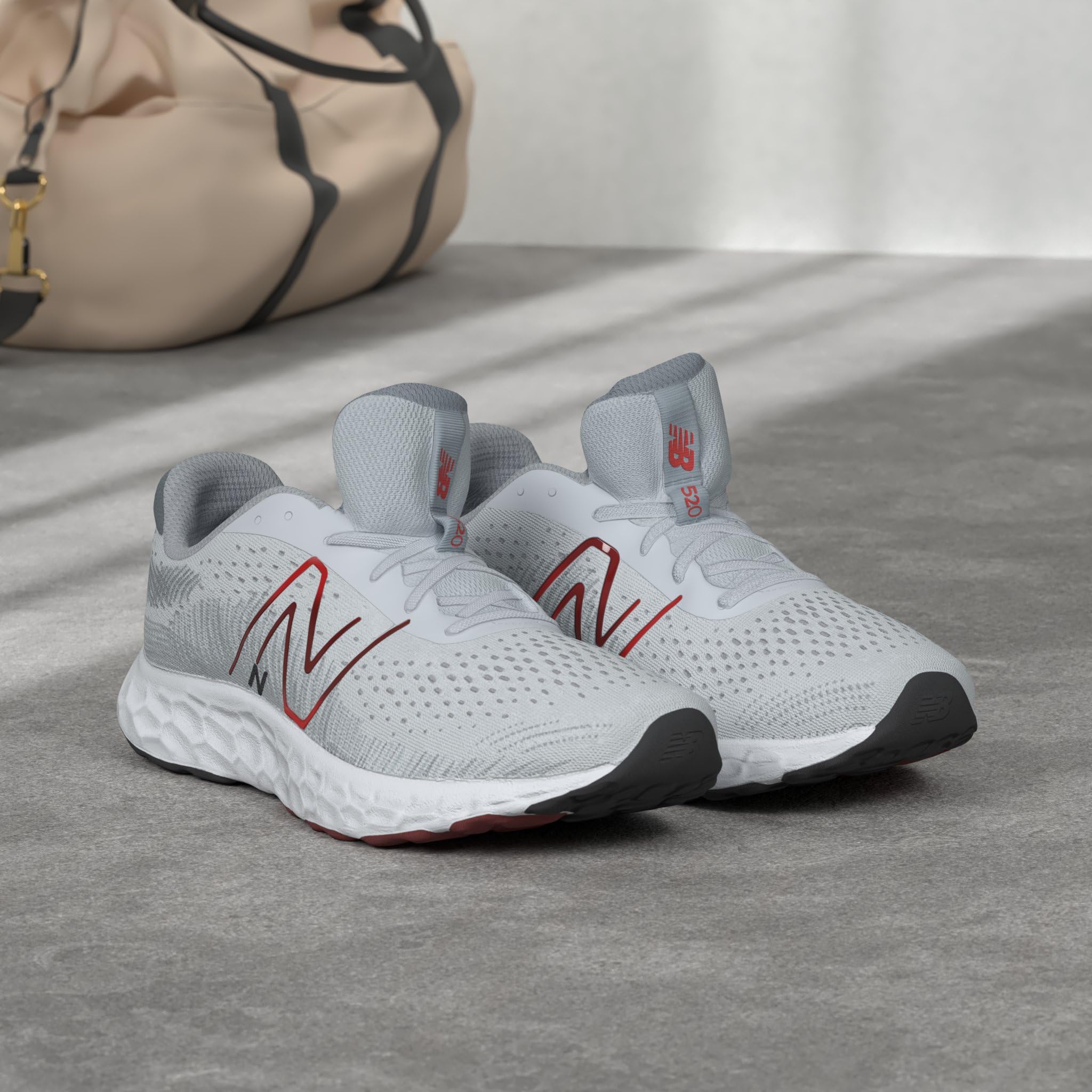 New Balance Men's 520 V8 Running Shoe, Grey/Red, 9.5 Wide