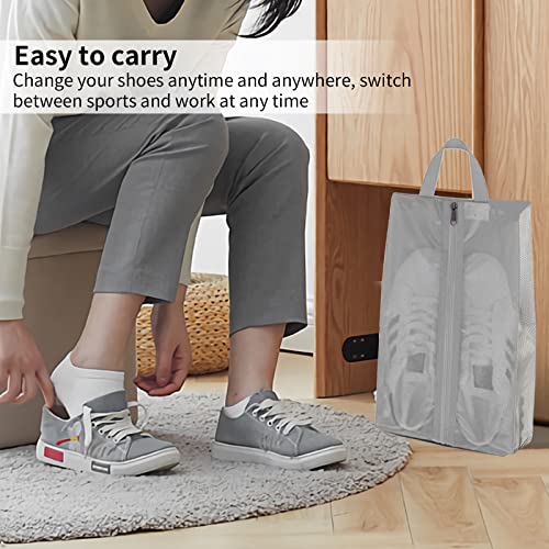 Creechwa Shoe Bags for Travel, Waterproof Shoe Storage Packing Organizer with Zipper and Handle, Translucent Shoe Pouch for Women and Men (Grey 3 PCS)