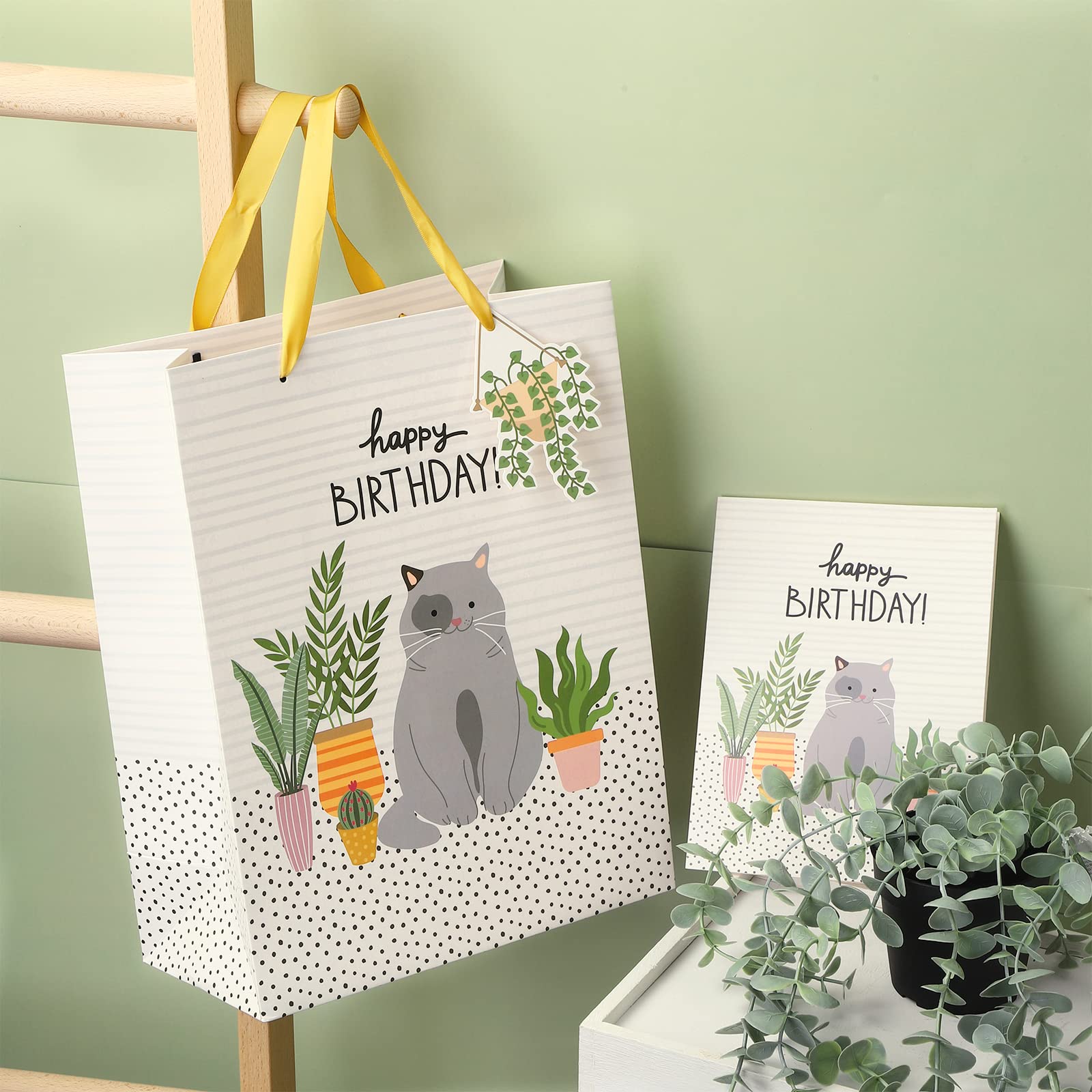 MAYPLUSS 13" Large Gift Bag with Greeting Card and Tissue Paper for 50 Years Birthday Party - Black Gold Foil Design