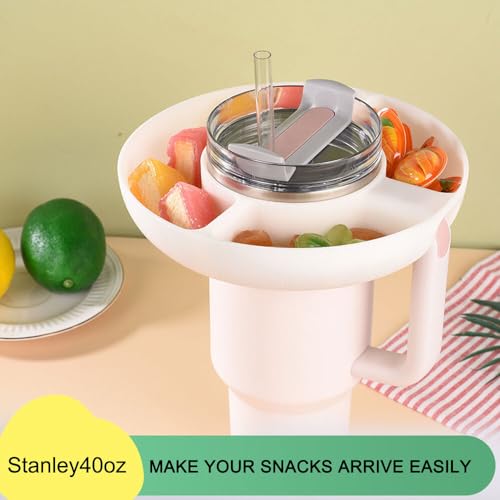 JIERUYI Snack Bowl for Stanley 40oz Tumbler with Handle Compatible with Stanley (Pink)