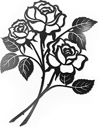 Vivegate Rose Wall Decor Black Metal Art - Rose Flower Wall Decor Black Metal Wall Decor for Living Room Giant Roses (Medium - 15"X11.5")