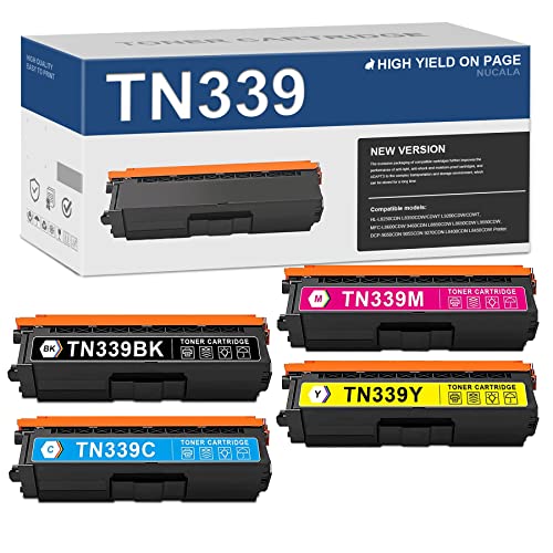 4 Pack TN339 TN-339 (TN-339BK TN-339C TN-339M TN-339Y) Toner Cartridge Set Replacement for Brother HL-L8350CDW HL-L8250CDN HL-L8350CDWT MFC-L8850CDW MFC-L8600CDW Printer (1BK+1C+1M+1Y)