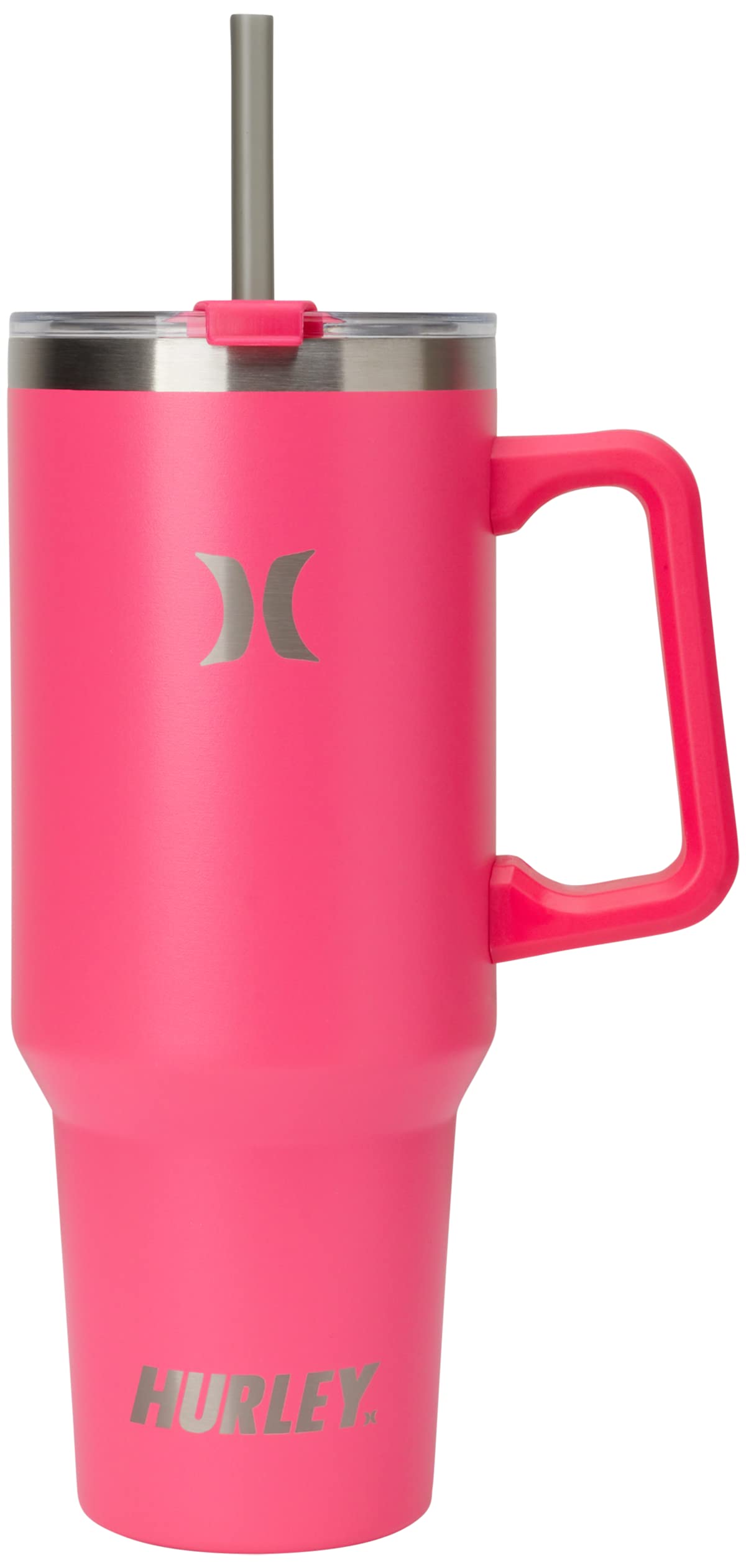 Hurley Tumbler Thermos - 40oz Double Wall Vacuum Insulated Travel Mug with Handle - BPA Free Stainless Steel Water Bottle - Leak Proof Hot and Cold Coffee Car Cup, Size 40 Ounces, Solid Candypop