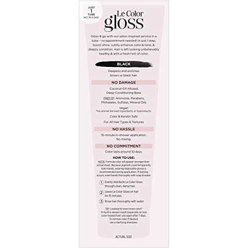 L'Oreal Paris Le Color One Step Toning Hair Gloss, Black Noir, 4 Ounce