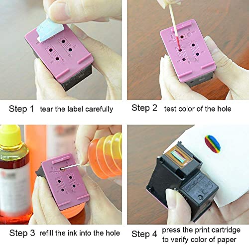 Aomya Ink Refill Kit 100ml for HP 61 60 62 63 564 920 901 902 932 933 934 940 950 951 952 94 95 96 Inkjet Printer Cartridges Refillable Ink Cartridges CIS CISS System 4 Color Set with 4 Syringes