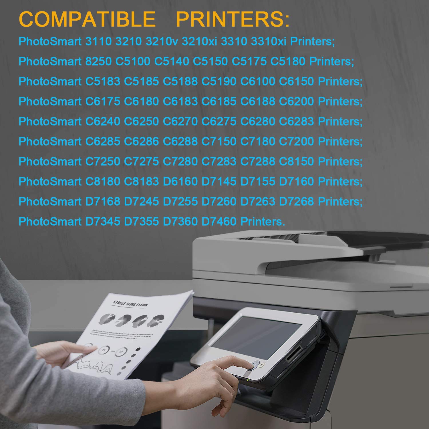 JUSTCOLOR Compatible Ink Cartridge Replacement for HP 02 use with Photosmart D7155 D7160 D7245 D7255 D7363 D7460 3210 3310 C5100 C5180 C6250 C6280 C7280 C7180 C8180 C6180 D7360 8250 C7200 (7-Pack)