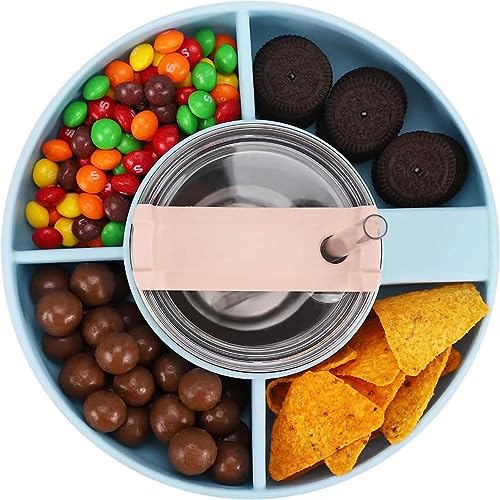 Snack Ring for Stanley Cup 40 oz with Handle, Snack Container for Stanley Tumbler 40 oz, 4 Compartment Reusable Snack Platters for Stanley Quencher Adventure (pink)