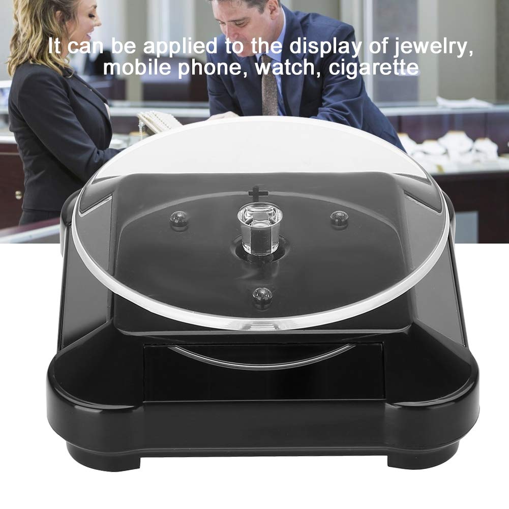 Solar Showcase 360 Degrees Display Stand, Rotating Turntable with LED Light for Watch Phone Jewelry Display Stand(Black)