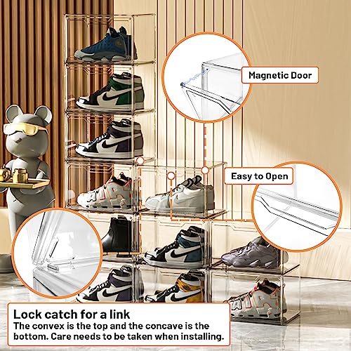 JingPieCle Acrylic Display Shoe Box 3Pack, Ultra Clear Plastic Handbag Storage Organizer for Closet, 360° Fully Transparent Professional Grade Shoe Display Case for Sneakers, Hats, Boots