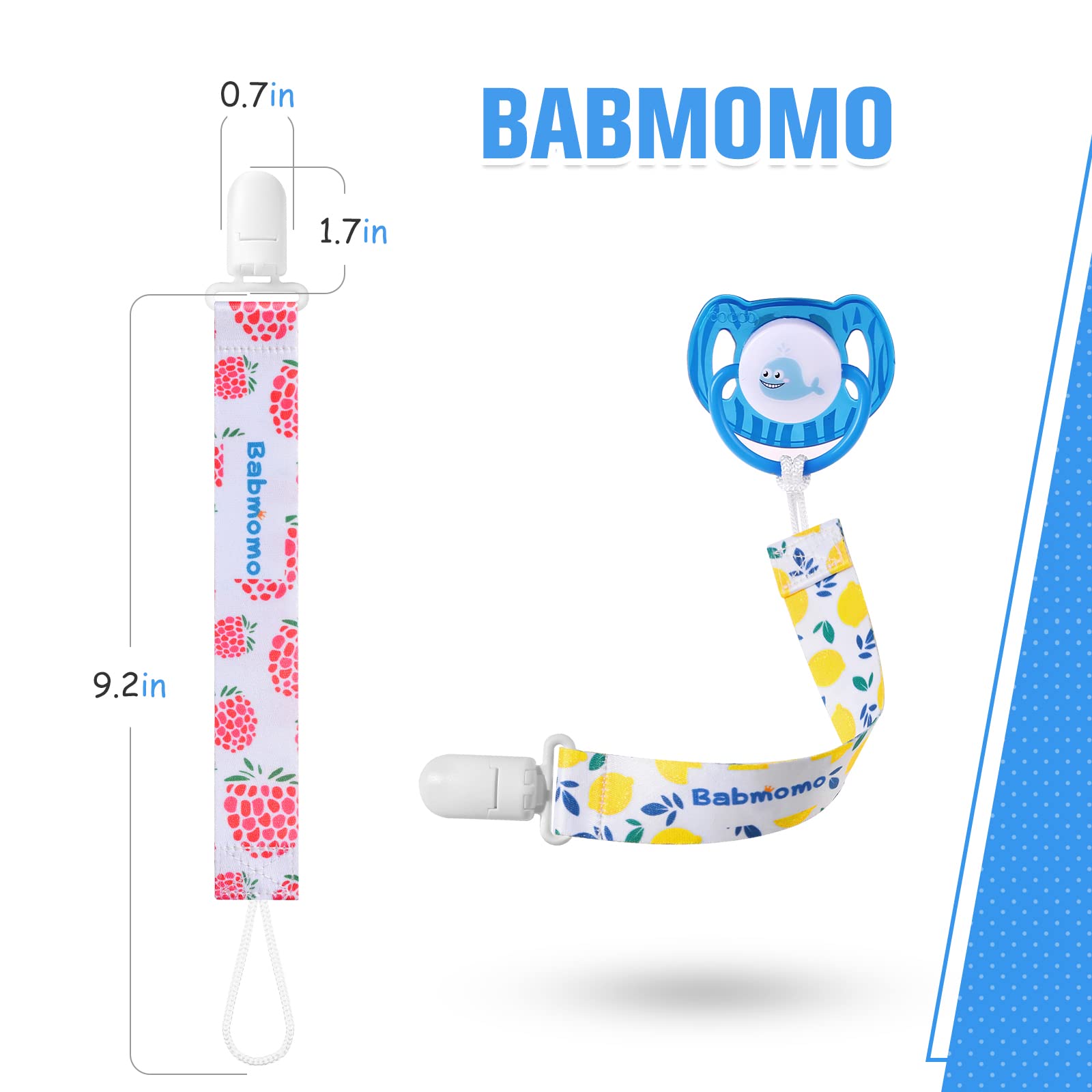 Babmomo Pacifier Clip,8 Pack Pacifier Holder for Boys and Girls,Stylish Binkie Clip Strap,Fits Most Pacifier Styles and Newborn Teether Toys &Baby Gift