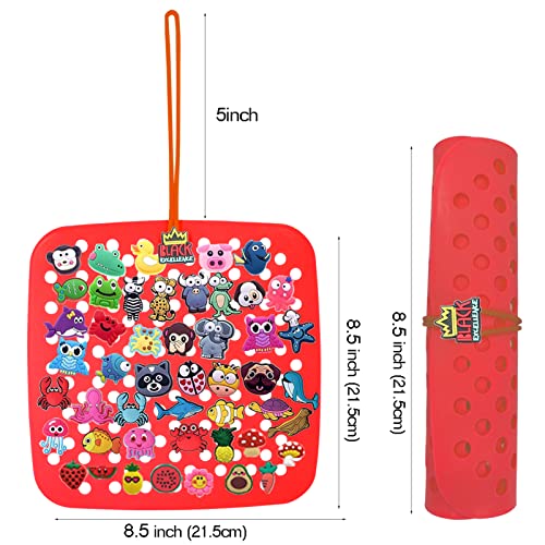SHENGCHUANG croc charm organizer & storage Shoe Charms display Hanger Portable Hanging Charms Silicone Roll Bag Red(Croc Charms not Included)