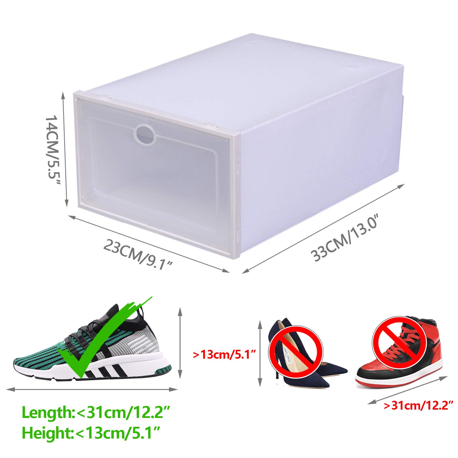 TTONSUE Shoe Box Set Foldable Storage Plastic Clear Home, Clear Plastic Shoe Storage Boxes for, Shoe Organizer Storage Bins with Lids, Clothes Under Bed Shoe Storage Containers 20pcs