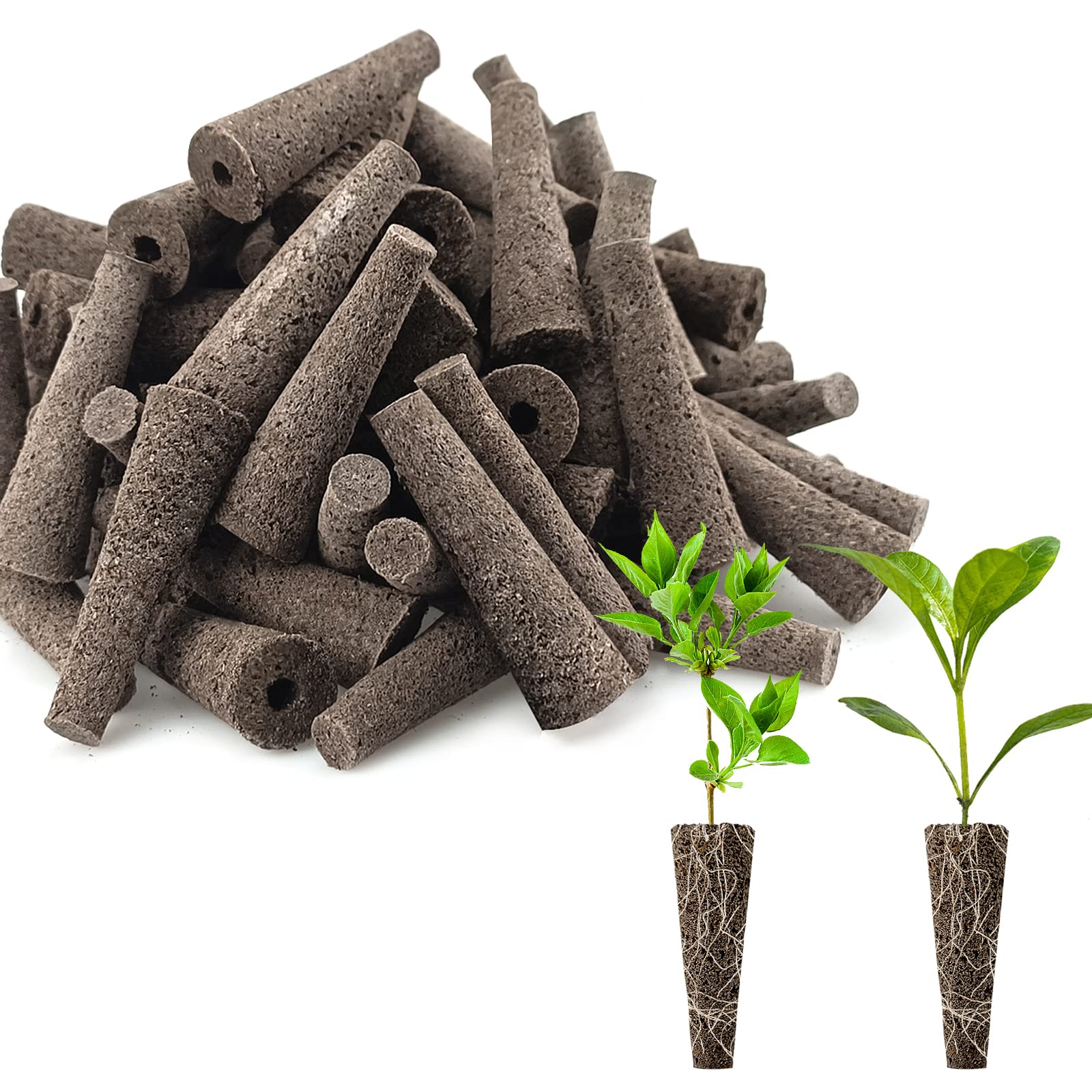 POUYRBA Grow Sponges, 80pcs Brown Peat Soil Hydroponic Sponges Rock Wool for Hydroponic Growing Hydroponic Pods for Breeding Seeds