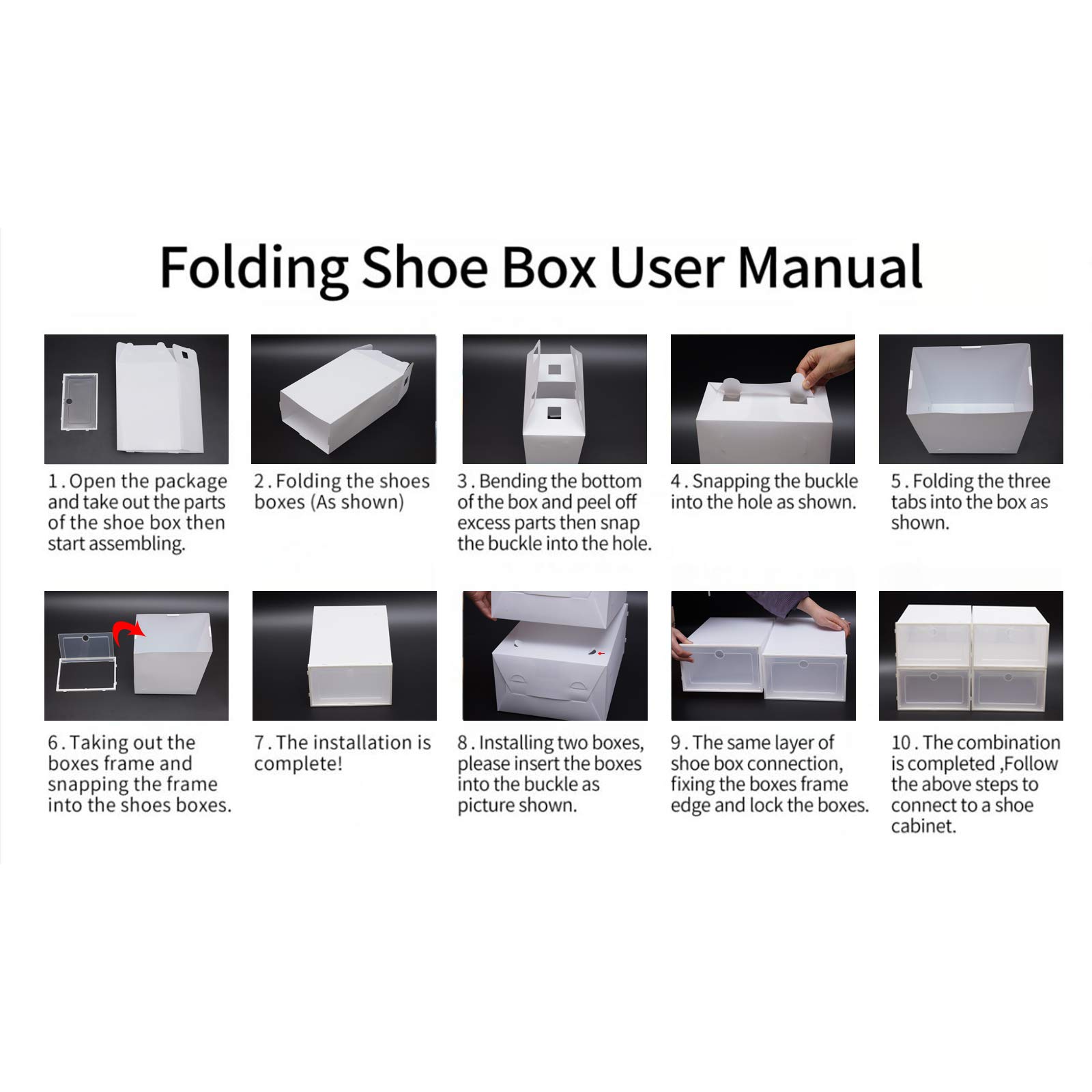 TTONSUE Shoe Box Set Foldable Storage Plastic Clear Home, Clear Plastic Shoe Storage Boxes for, Shoe Organizer Storage Bins with Lids, Clothes Under Bed Shoe Storage Containers 20pcs