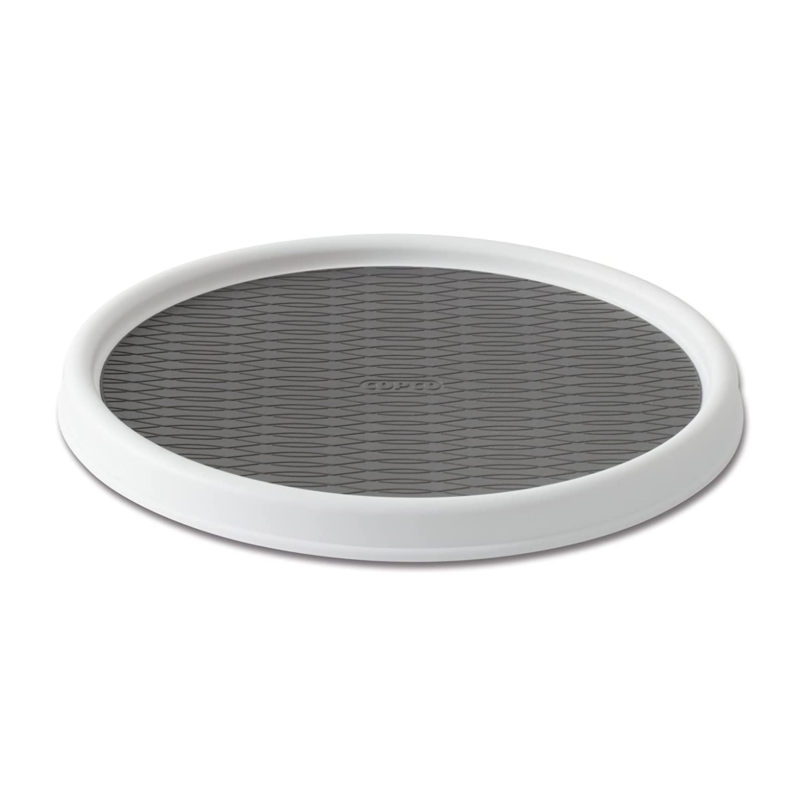 Copco Pro Non-Skid Pantry Cabinet Lazy Susan Turntable, 15-Inch, Charcoal & Basics Non-Skid Pantry Cabinet Lazy Susan Turntable, 12-Inch, White/Gray