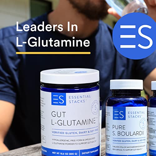 Essential Stacks Gut L-Glutamine Capsules 1000mg (Made in USA) - Gluten, Dairy & Soy Free, Non-GMO L Glutamine for Gut Health - 60 Serves (120 Caps)